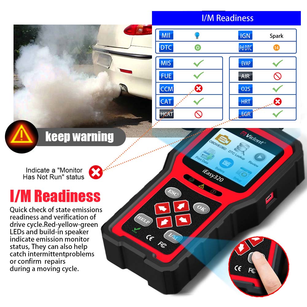 VIDENT iEasy320 OBDII/Eobd Can Code Reader OBD2 Diagnostic Scan Tool ...